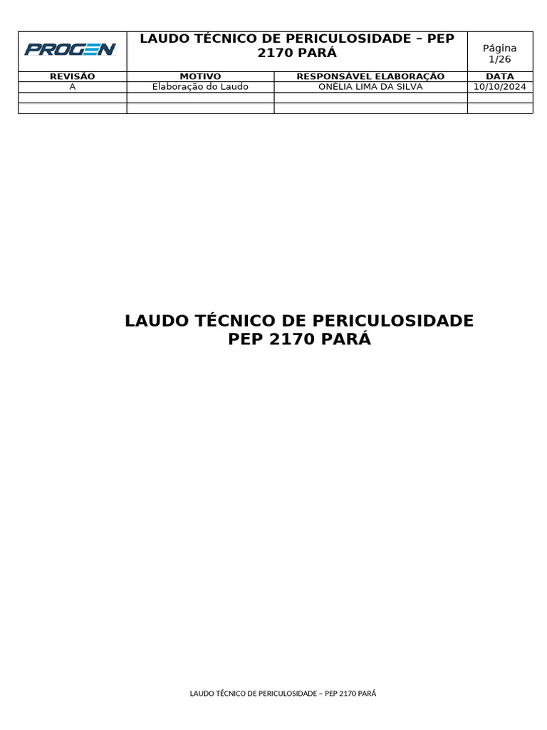 Laudo de Periculosidade PEP 2170 Pará | PDF | Transmissão de energia ...