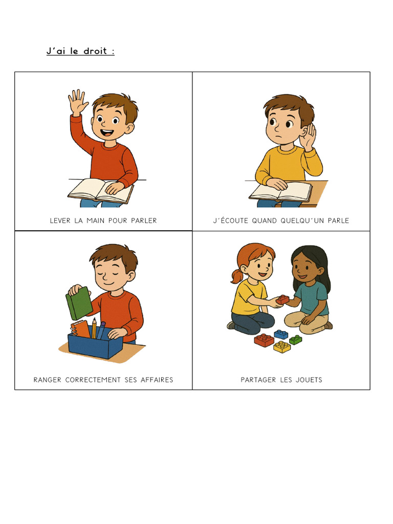 Règles de vie en classe illustrées | PDF