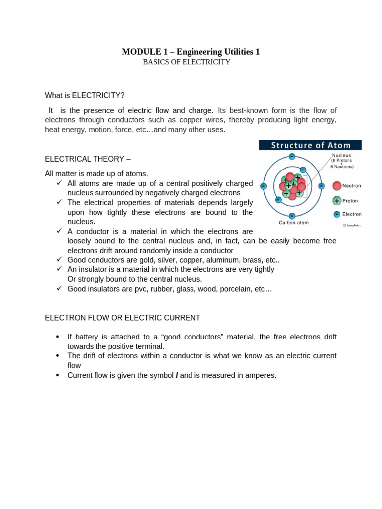 Module 1 Basics of Electricity | PDF | Hertz | Electric Current