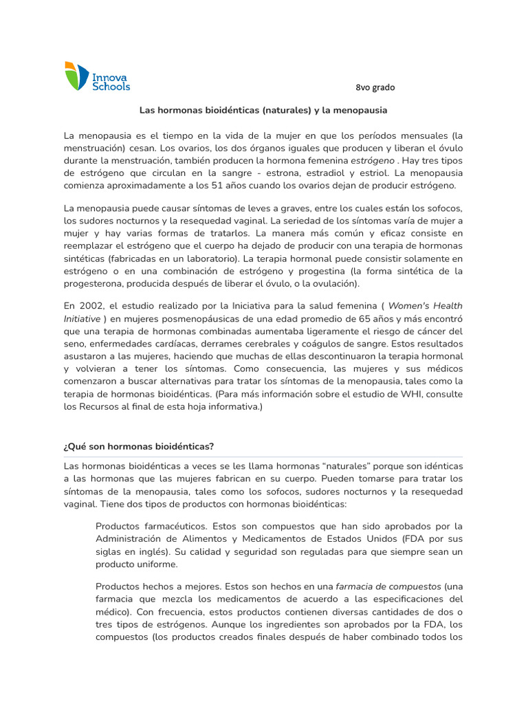 U5 S08 A04 Las Hormonas Bioidnticas Naturales y La Menopausia | PDF ...