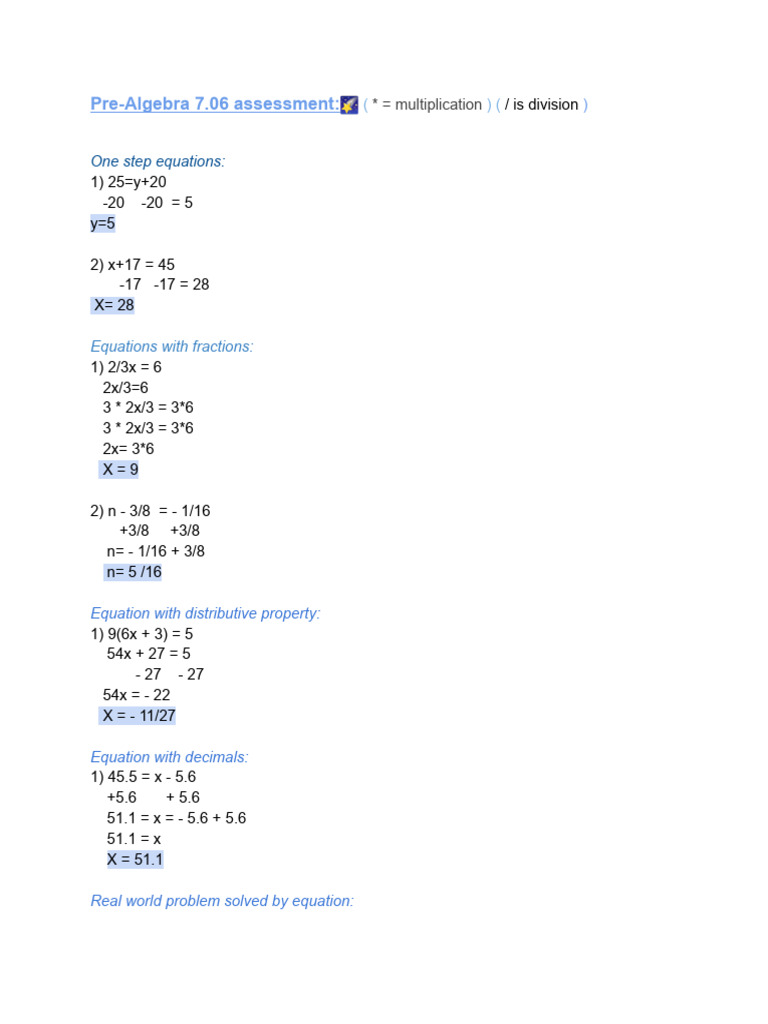 Pre Algebra | PDF