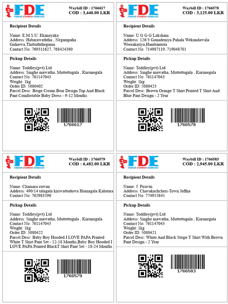 Fardar Express Domestic Waybill Details | PDF | Dress Codes | Aesthetics
