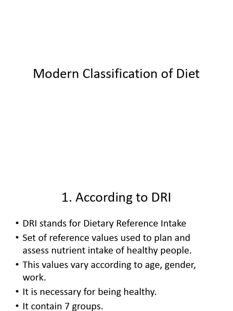 Modern Diet Classification Overview | PDF