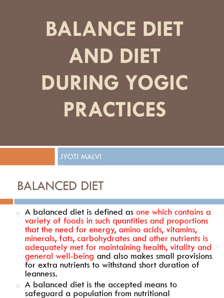 Balanced Diet for Yogic Practices | PDF | Diet (Nutrition) | Diet ...