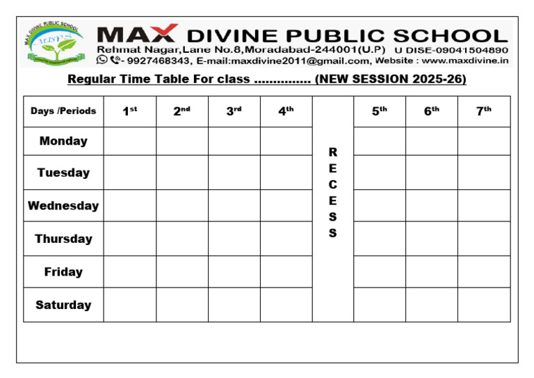 Regular Time Table For New Session 2025-26 | PDF