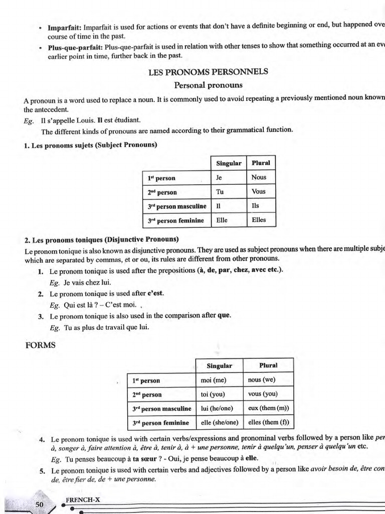 French Pronoms Personnel COD COI | PDF