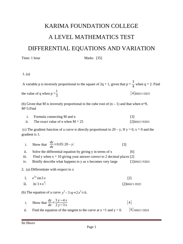 Mathematics Test A Level | PDF