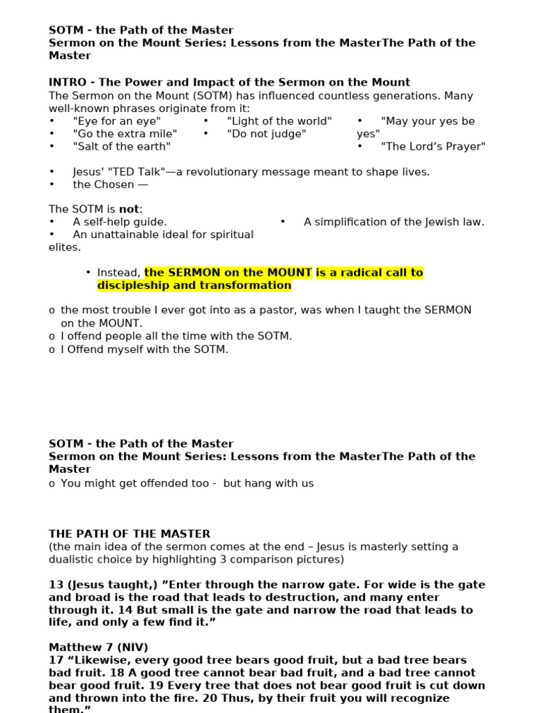 Path of The Master (Narrow and Wide) | PDF | Sermon On The Mount ...