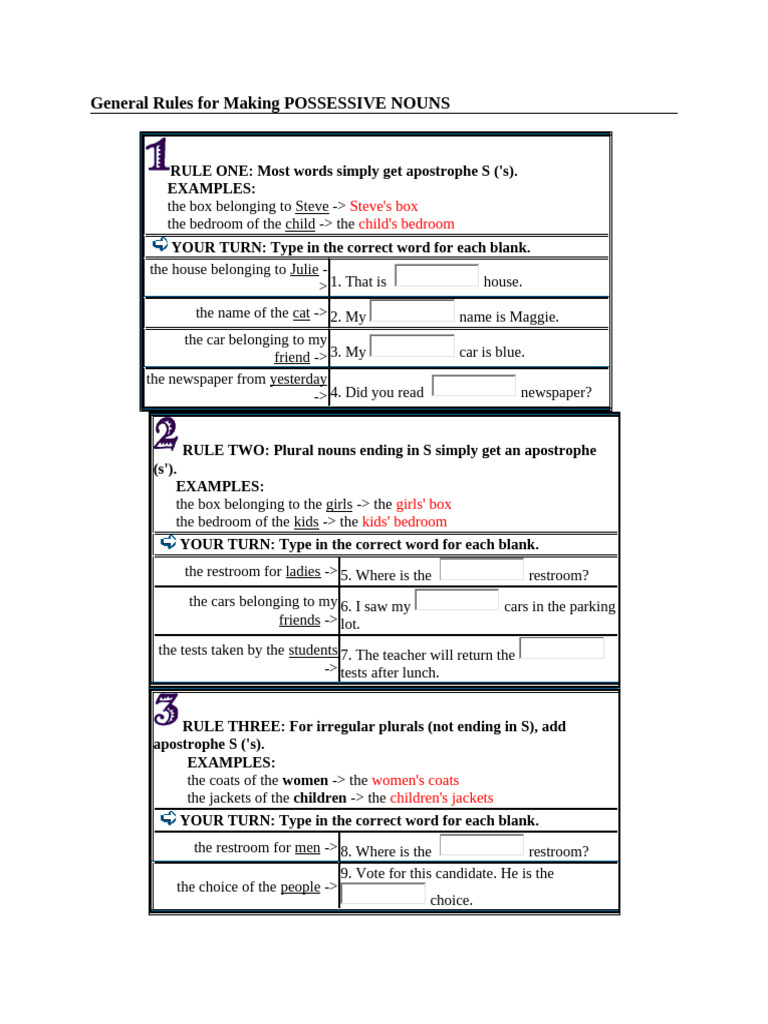 General Rules for Making POSSESSIVE NOUNS | PDF | Chess | Chess Theory