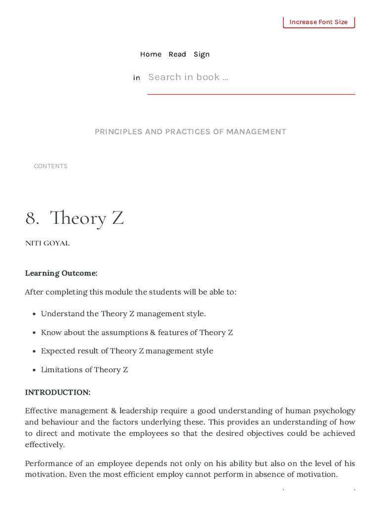 Theory Z - Principles and Practices of Management | PDF | Motivation ...