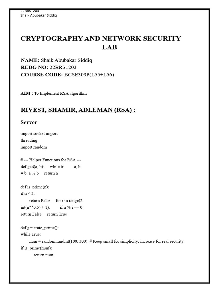 22brs1203 Crypto.rsa | PDF | Secure Communication | Algorithms