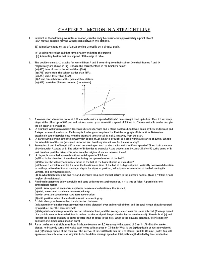 Motion in a Straight Line: Key Concepts | PDF | Speed | Velocity