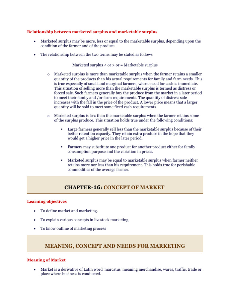 Marketed vs. Marketable Surplus Explained | PDF | Market (Economics ...