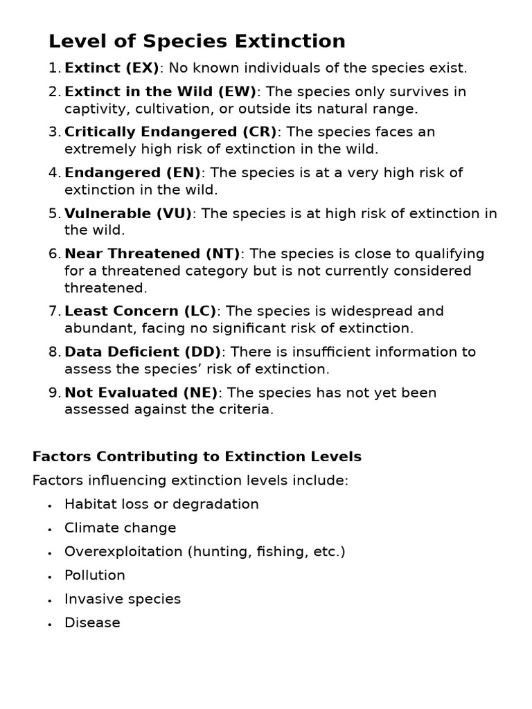 Level of Species Extinction | PDF