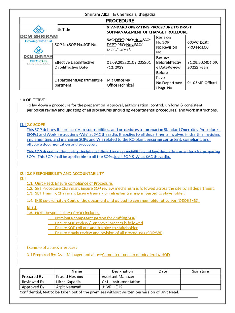 DM Plant SOP | PDF | Chemistry