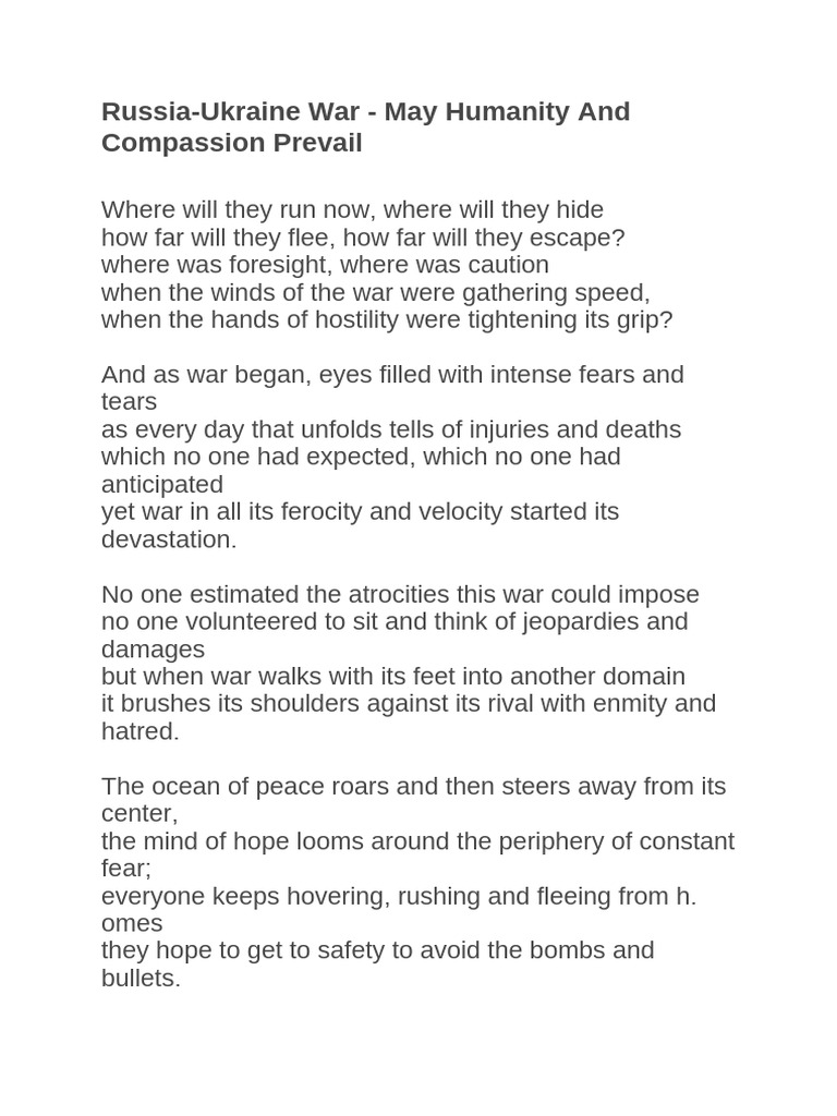 Russia-Ukraine War: A Call for Compassion | PDF