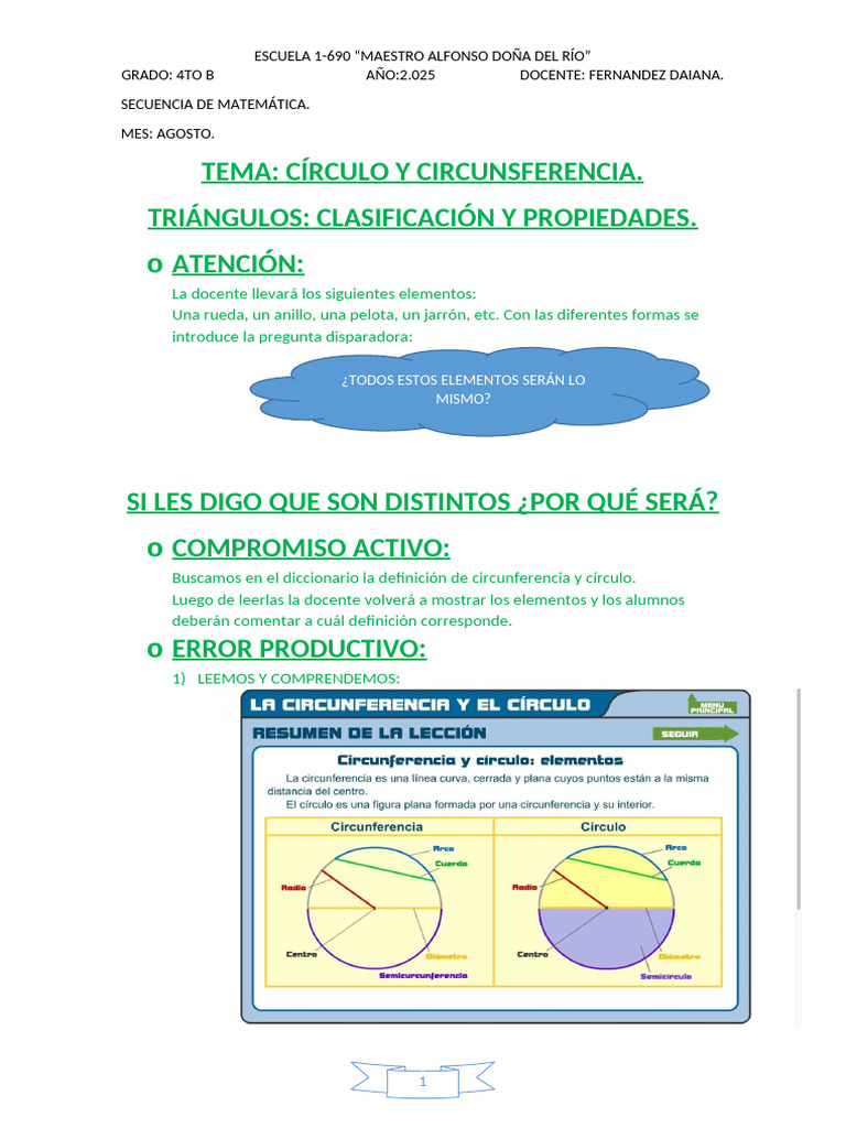 Matemáticas: Círculo y Triángulos 4to B | PDF | Geometría Elemental ...