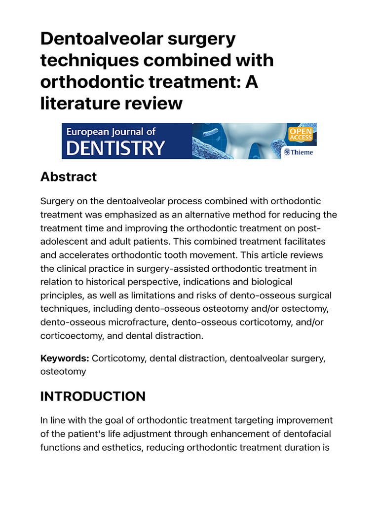 Dentoalveolar Surgery Techniques Combined With Orthodontic Treatment ...