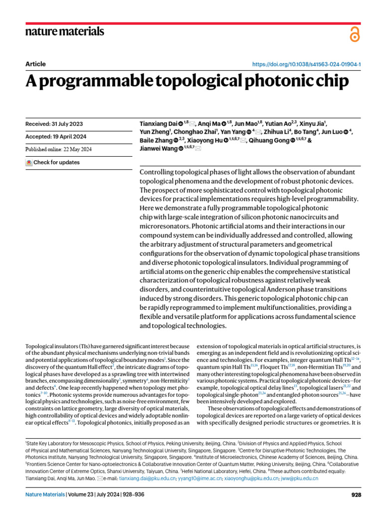 A Programmable Topological Photonic Chip (Etc.) (Z-Library) | PDF | Crystal Structure ...