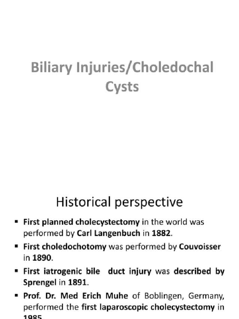Biliary Injuries and Choledochal Cyst | PDF