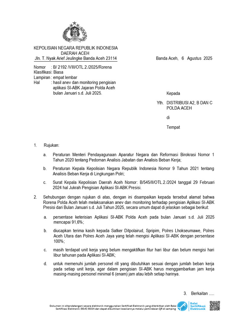 Surat Hasil Anev Abk Juli 2025 | PDF