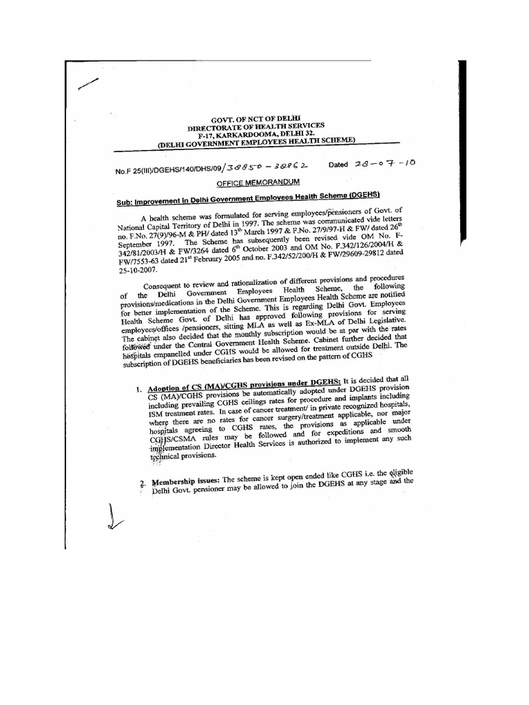 Automatic Adoption of CGHS Rules | PDF