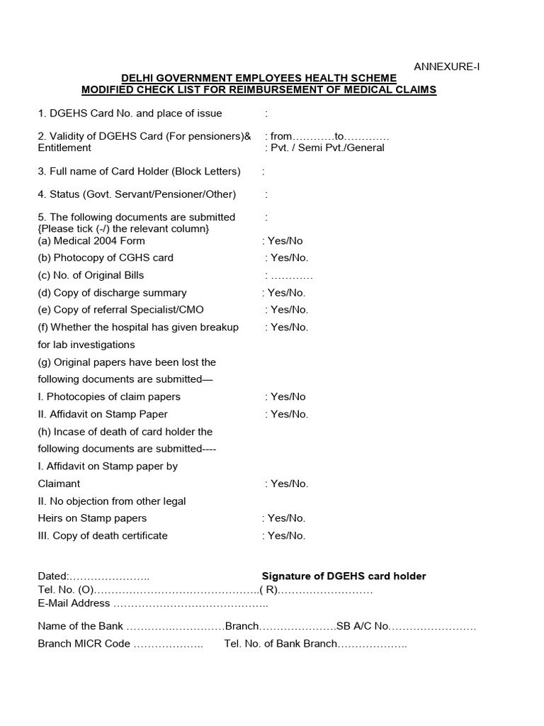 Medical Bill Reimbursement-Claim Form | PDF