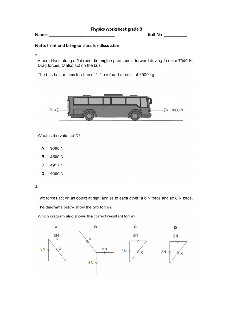 Forces and Vectors Worksheet | PDF