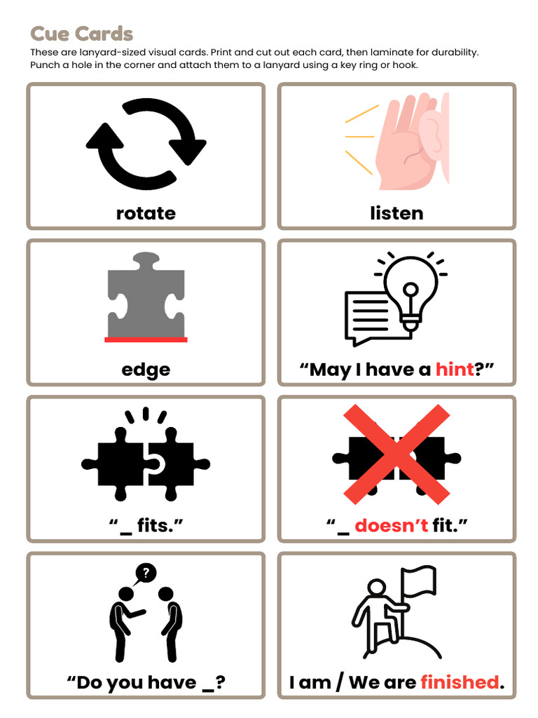Group Puzzle Print Cue Cards | PDF