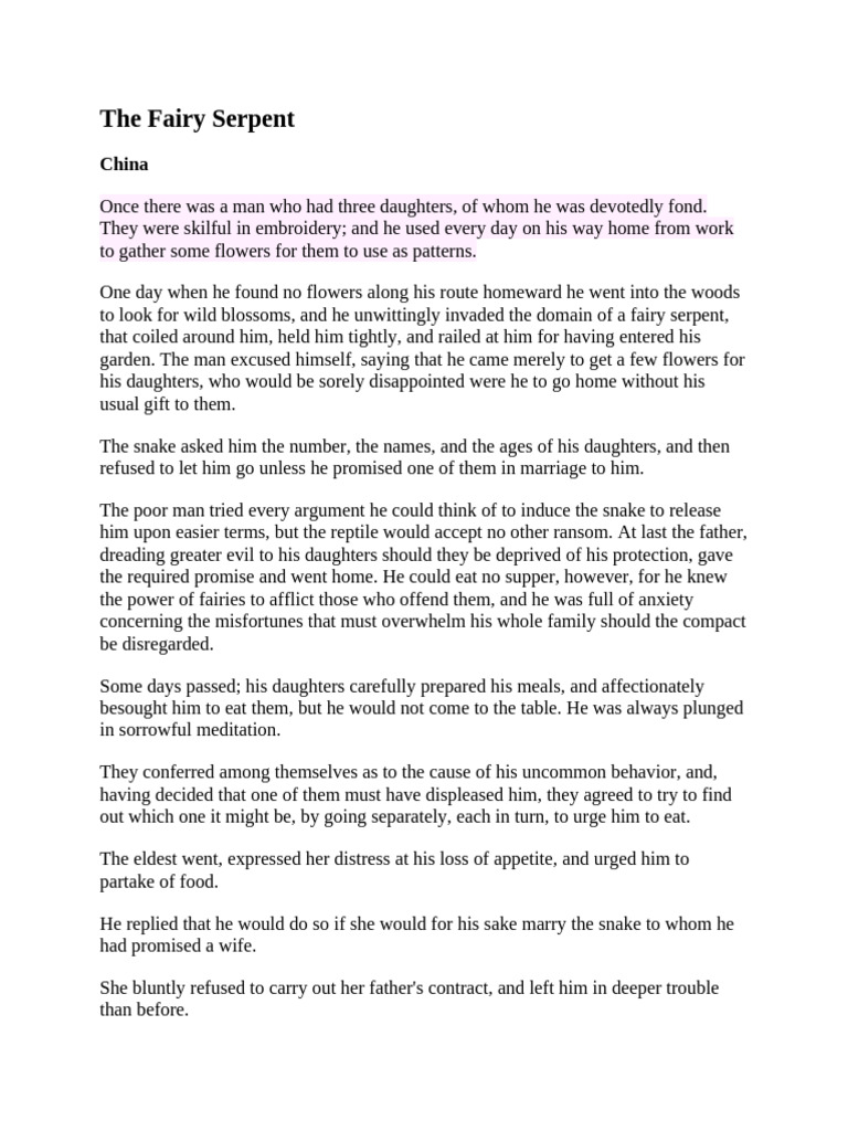 The Fairy Serpent's Transformation | PDF | Fairy Tales | Folklore