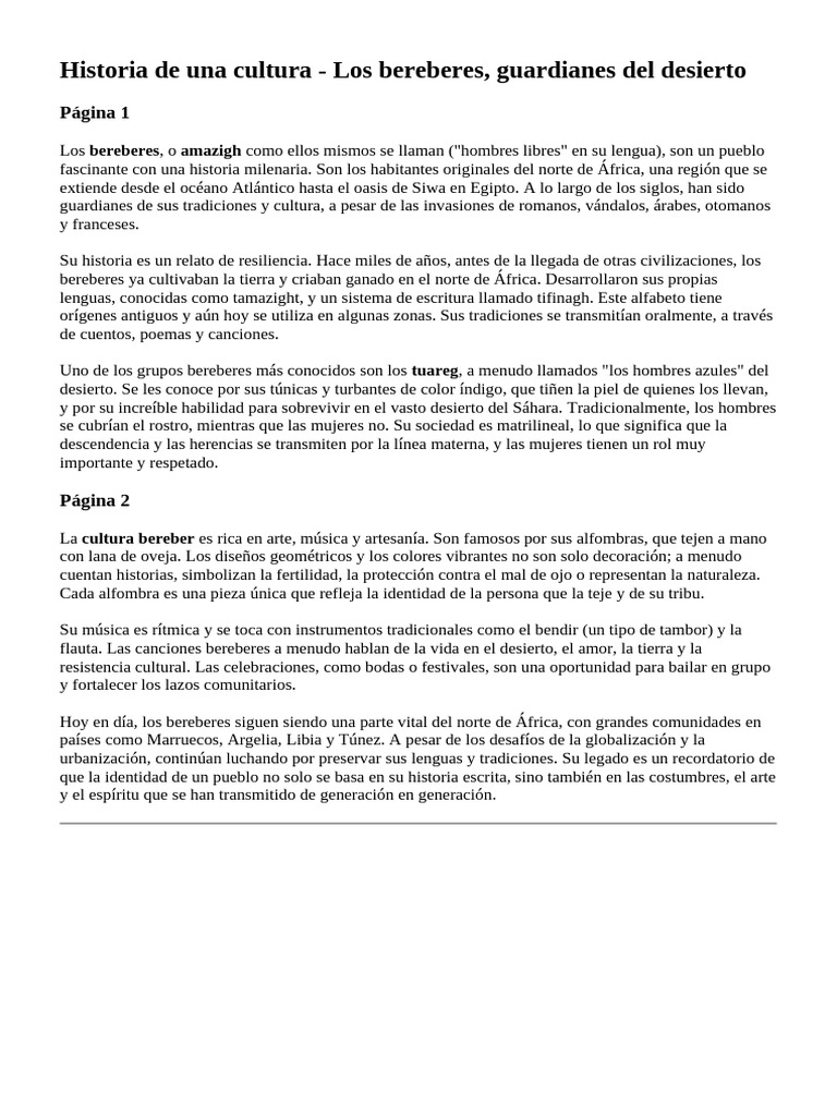 Historia de Una Cultura - Los Bereberes, Guardianes Del Desierto | PDF ...