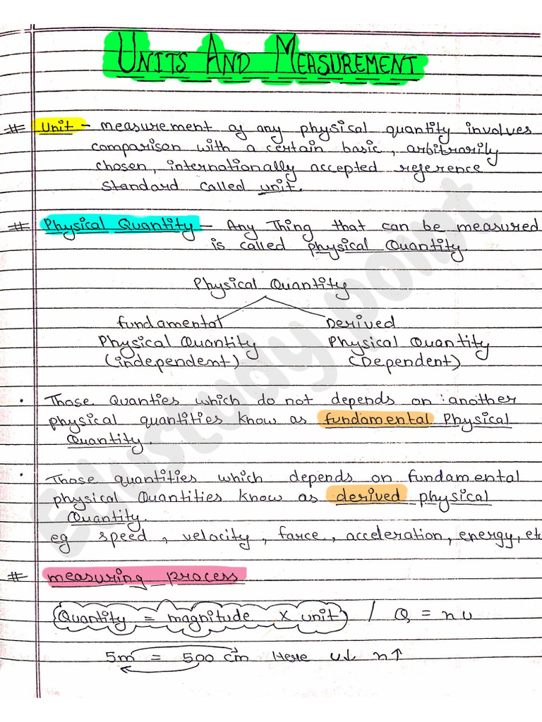 Units and Measurements (Edustudy Point) | PDF