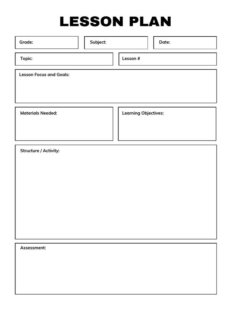 Blank Print-Friendly Simple Lesson Plan | PDF
