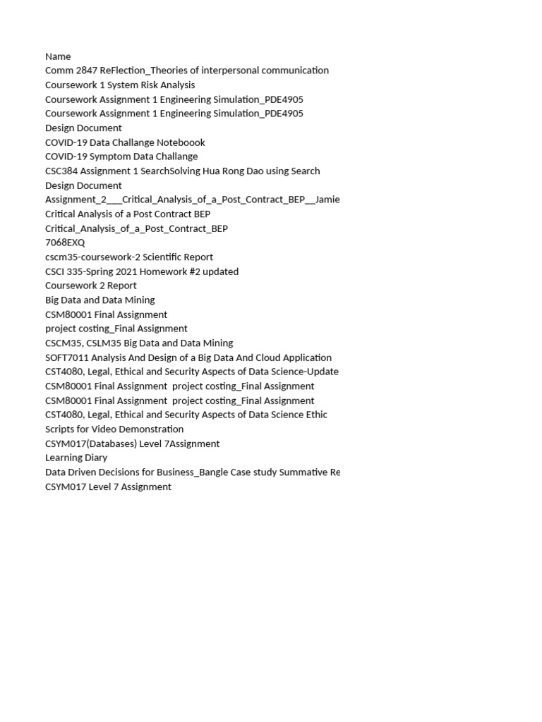 CSM80001 Final Assignment Project Costing - Final Assignment | PDF ...