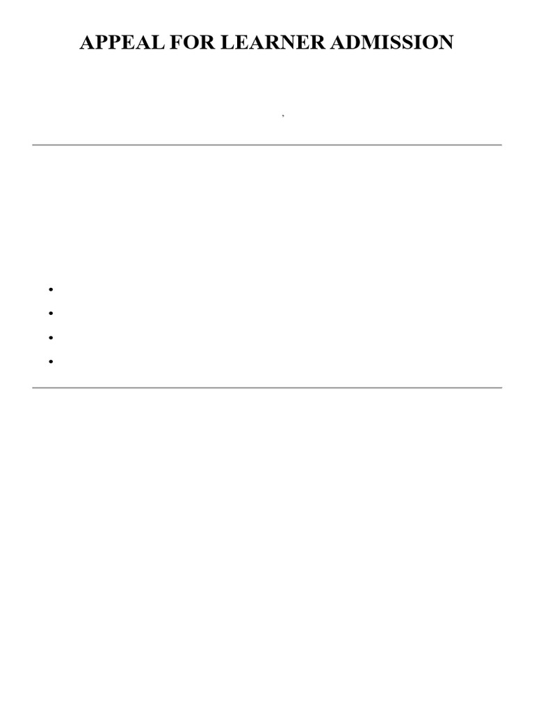 Appeal For Placement of Learner For 2026-1 | PDF