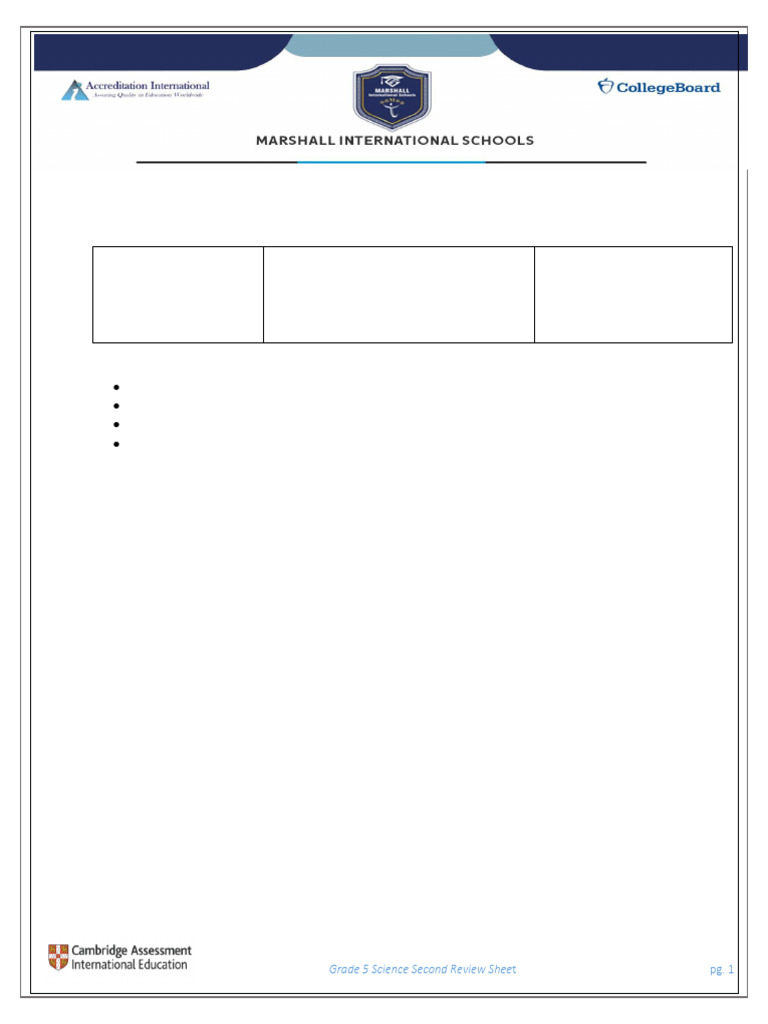 Grade 5 Science Exam Review Sheet | PDF | Weight | Mass