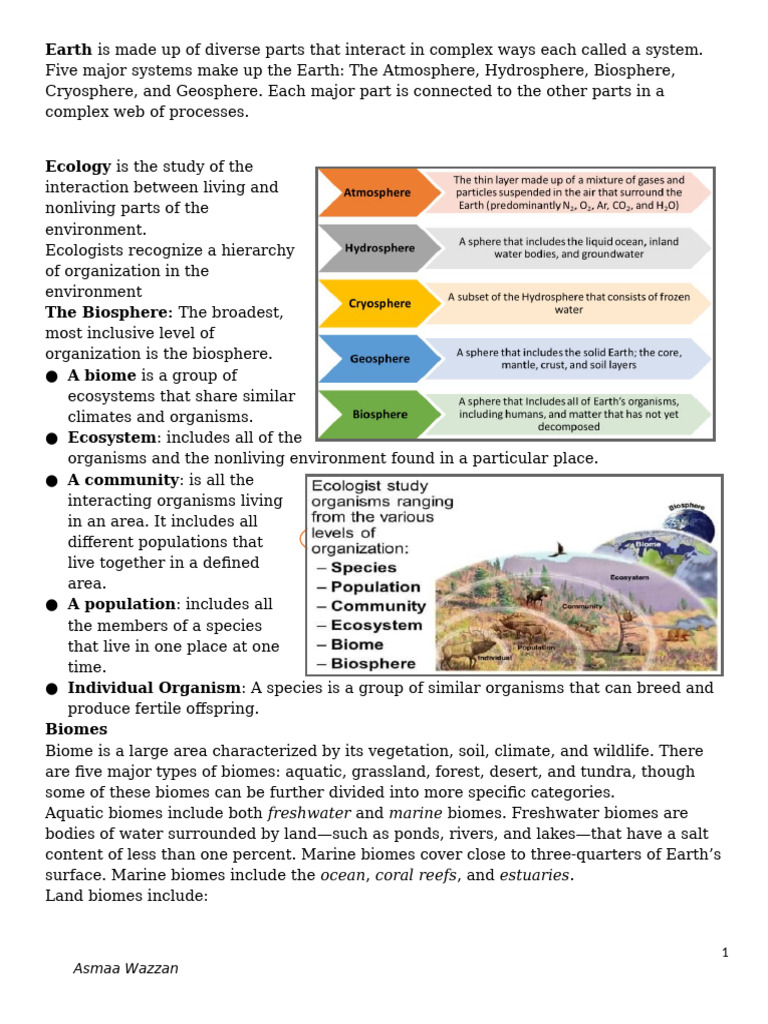Earth's Ecosystems and Biodiversity Explained | PDF | Greenhouse Gas ...