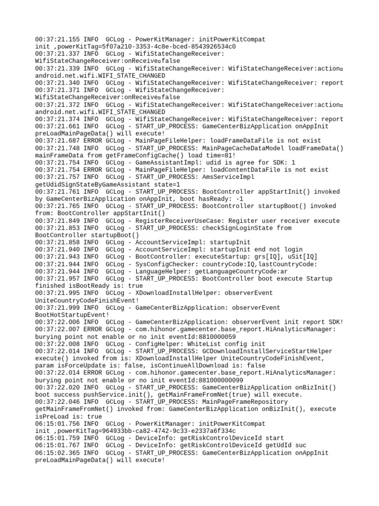 GameCenter App Initialization Logs | PDF | Data Management | Hypertext ...