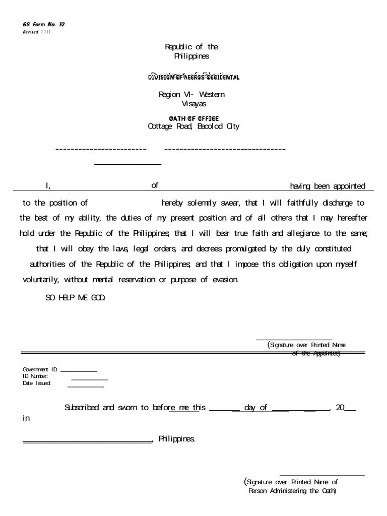 Oath of Office - CS Form No 32, Rev2018 | PDF