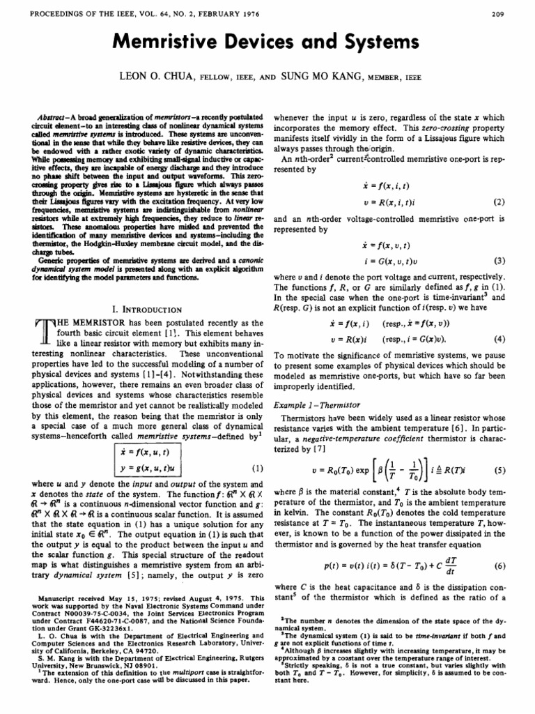 Memristive Devices and Systems | PDF | Electrical Engineering | Electricity