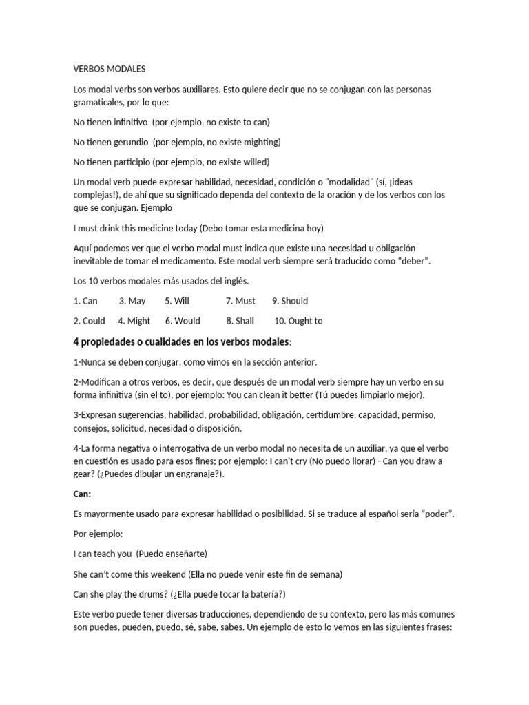 Guía Completa de Verbos Modales en Inglés | PDF | Verbo | Gramática
