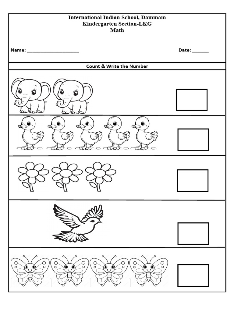 LKG Math Counting Worksheet | PDF