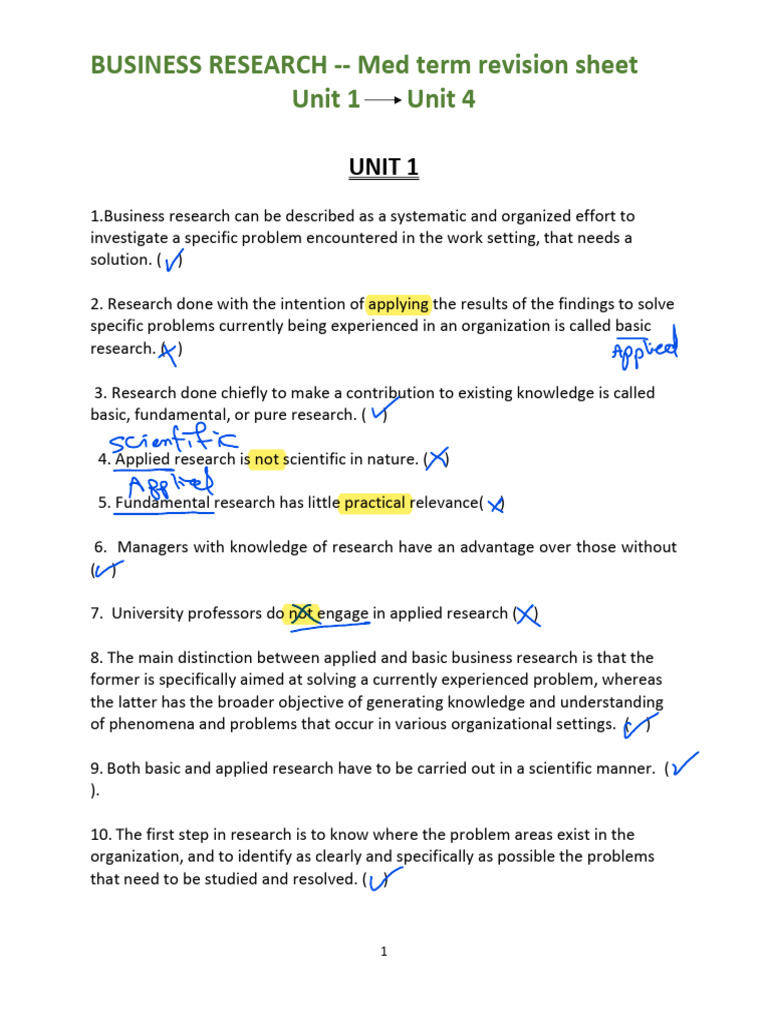 BR REVISION UNIT 1-4 ##Med Term | PDF | Quantitative Research | Methodology