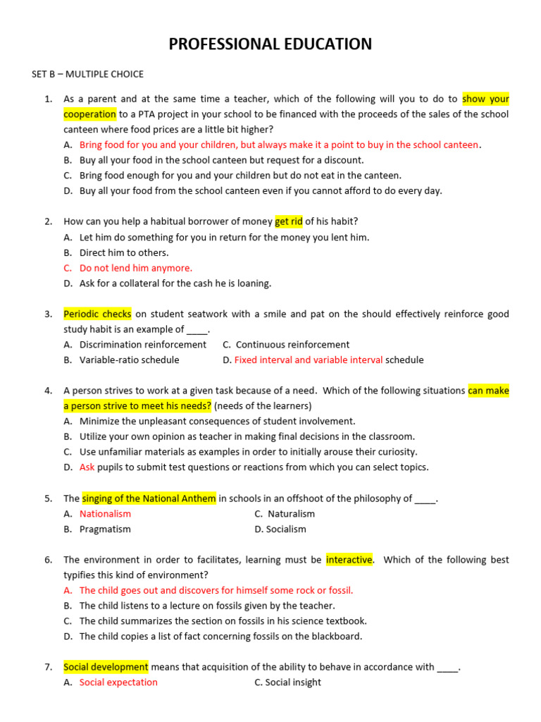 2013 March Let Prof Ed | PDF | Learning | Teachers