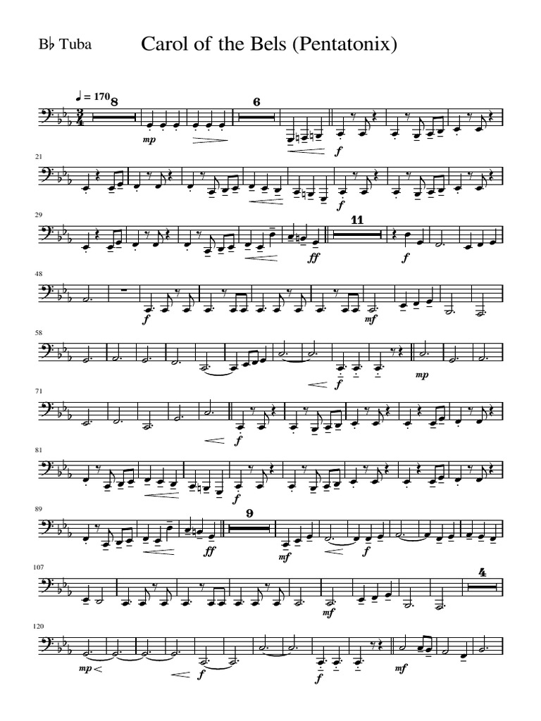 Marching Band Arrangement: Carol of the Bells | PDF | Brass Instruments ...