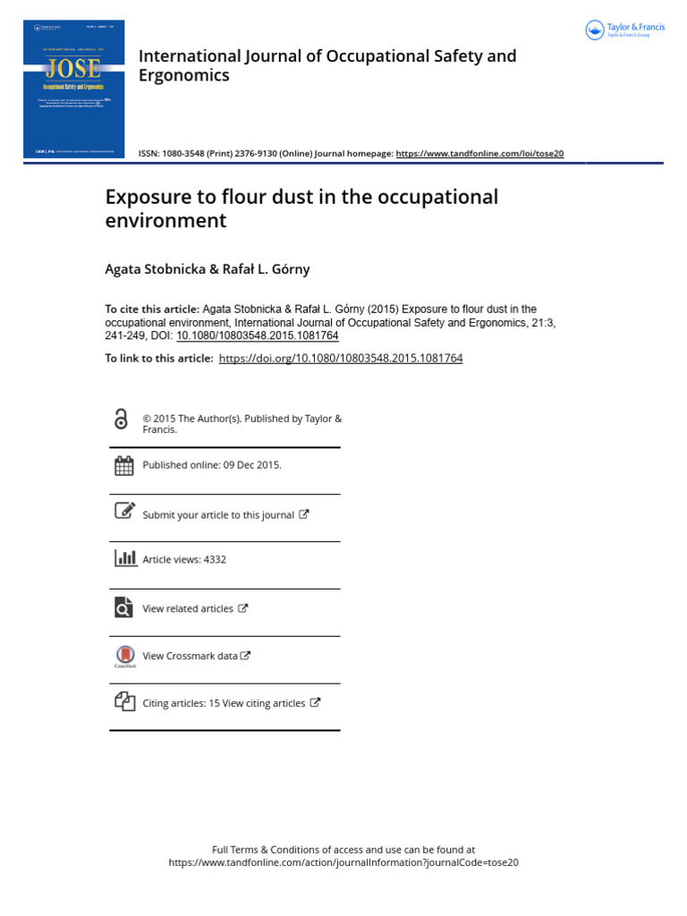 Exposure To Flour Dust in The Occupational Environment | PDF | Allergy ...