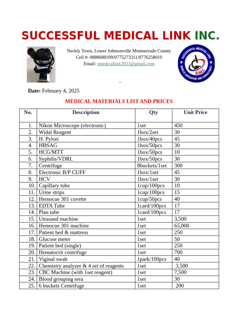 Medical Materials List and Prices | PDF | Medical Specialties ...