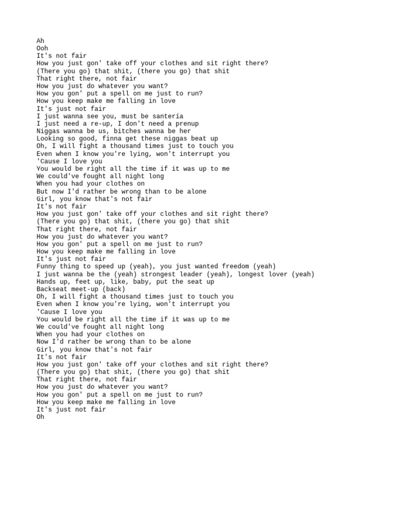 Not Fair by Leon Thomas Lyrics | PDF