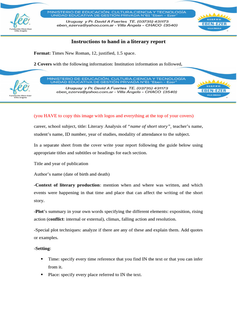 Instructions To Hand in A Literary Report On A Short Story | PDF