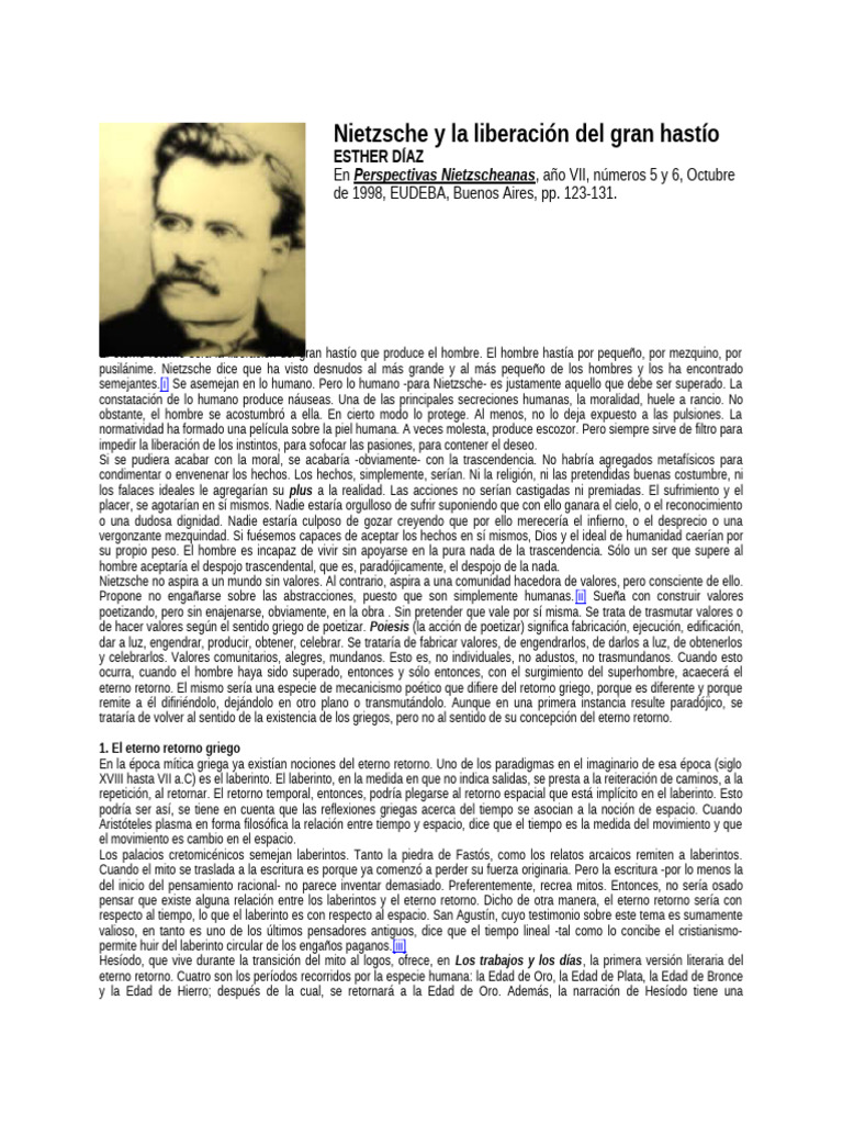 Nietzsche y el eterno retorno del hastío | PDF | Friedrich Nietzsche | Hora